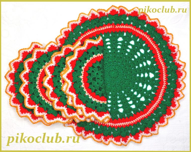 Салфетки крючком Новогодние - Pikoclub
